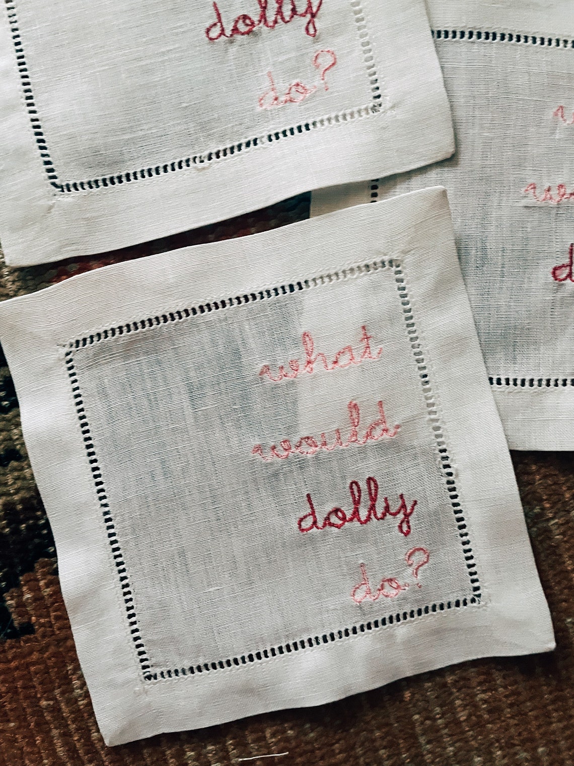 What Would Dolly Do? Linen Cocktail Napkins - Etsy