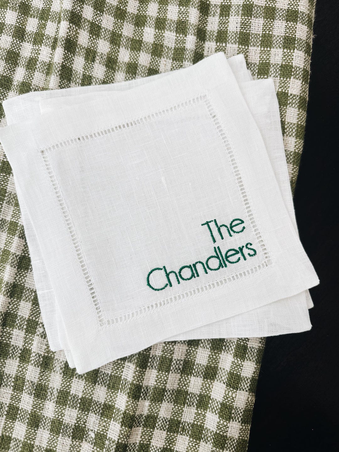Simple Last Name Linen Cocktail Napkins - Champagne Font - Etsy