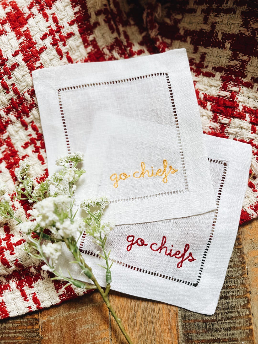 Go Chiefs Kansas City Linen Cocktail Napkins - Etsy