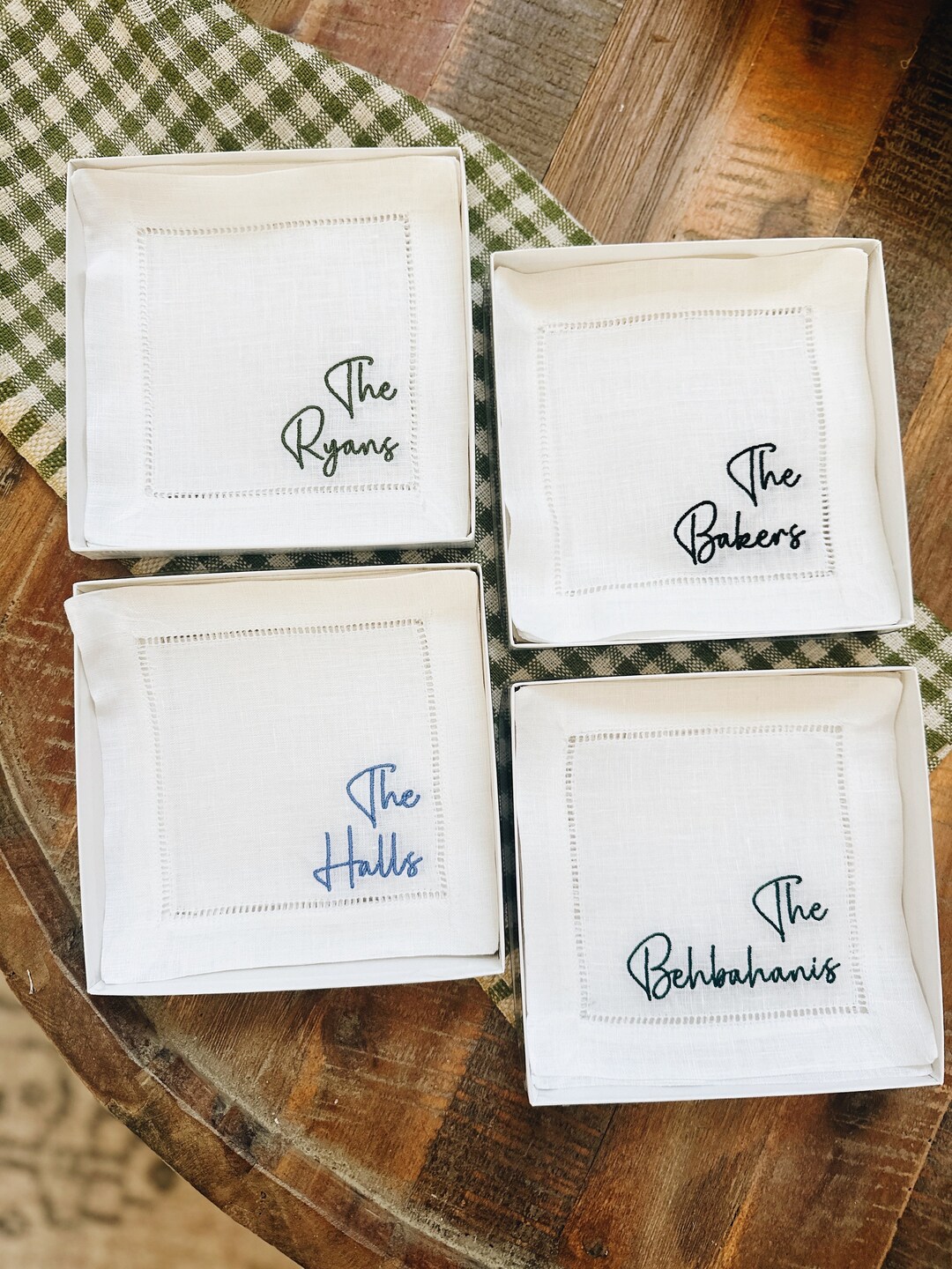 Simple Last Name Linen Cocktail Napkins - Dream Font - Etsy