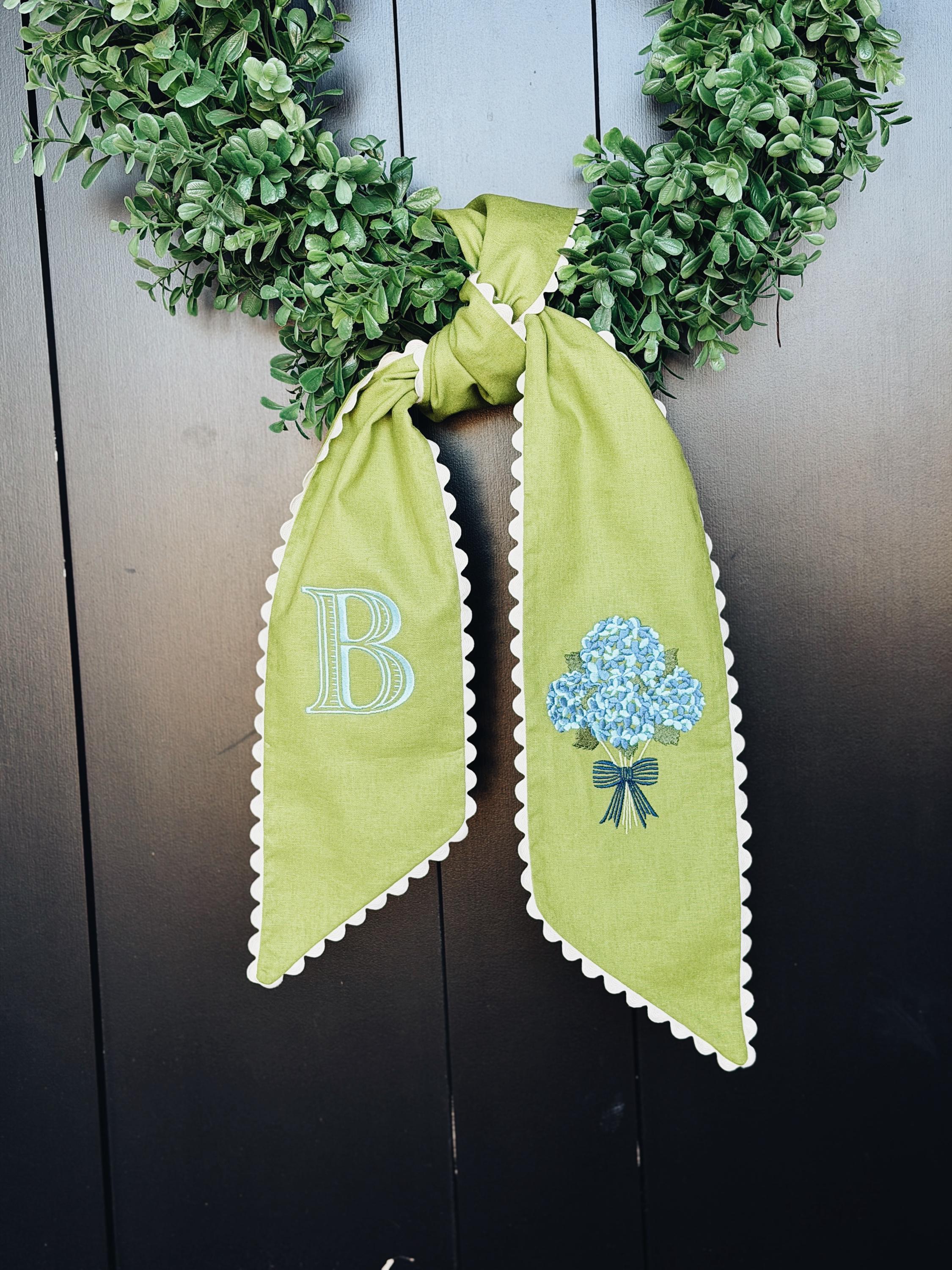 Blue Hydrangea Lime Wreath Sash - Etsy