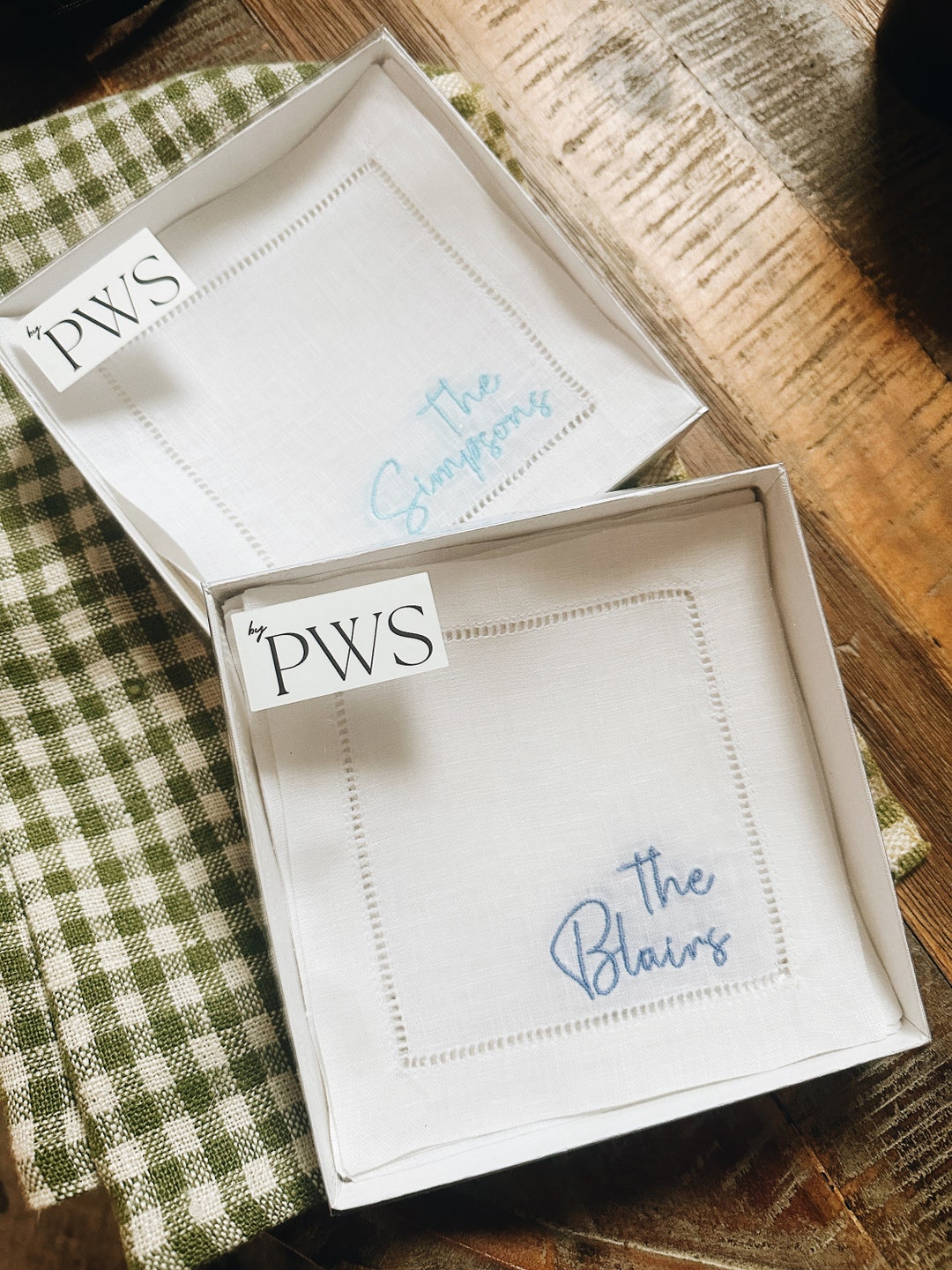 Simple Last Name Linen Cocktail Napkins - Etsy