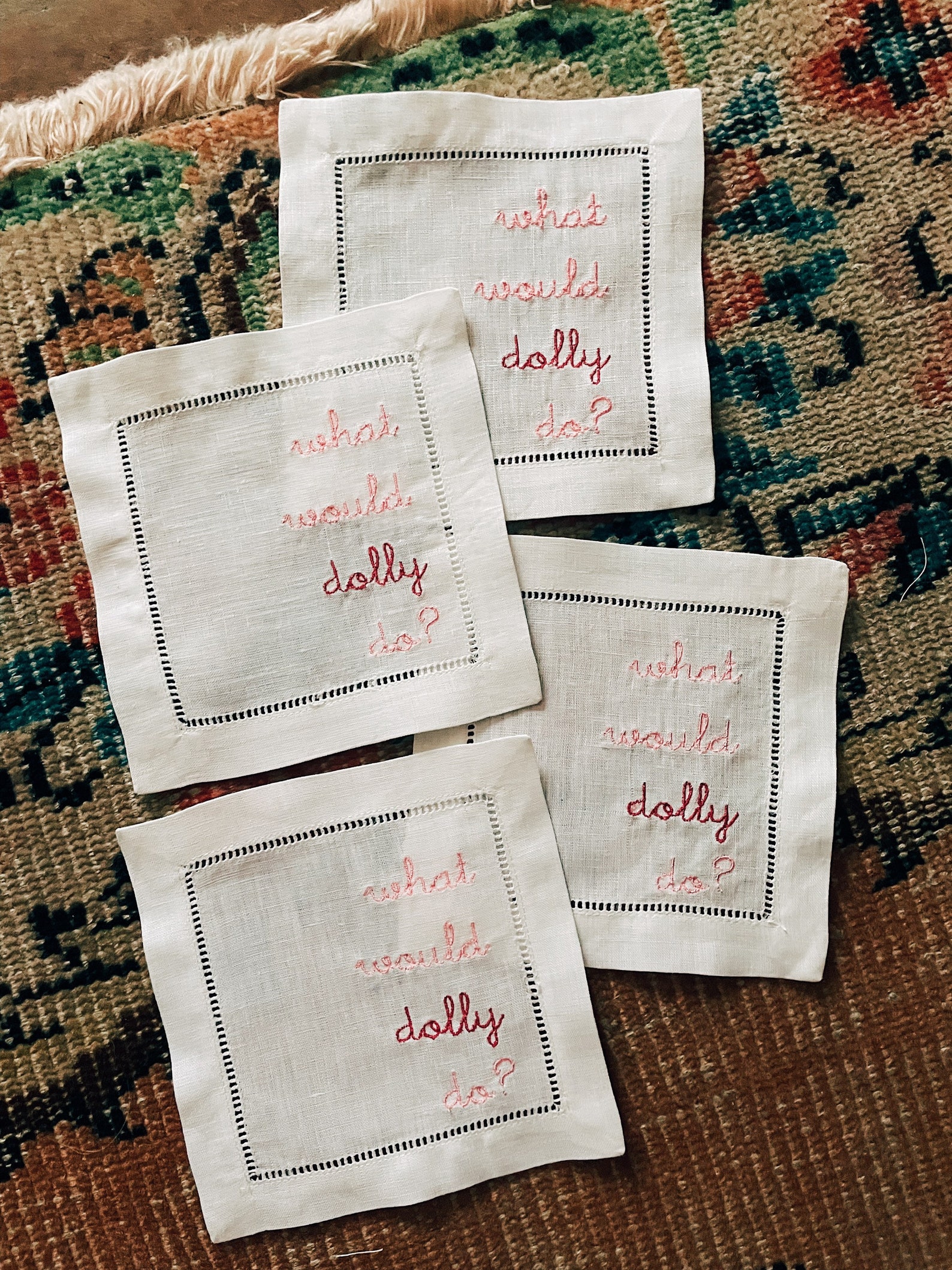 What Would Dolly Do? Linen Cocktail Napkins - Etsy