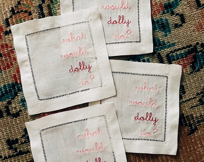 What Would Dolly Do? Linen Cocktail Napkins - Etsy
