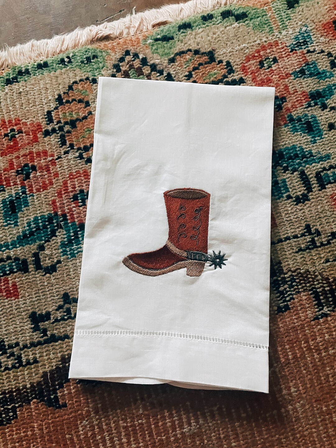 Cowboy Boot Linen Tea Towel - Etsy