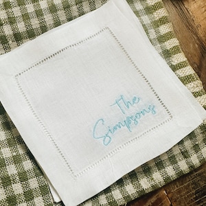 Simple Last Name Linen Cocktail Napkins - Dream Font - Etsy