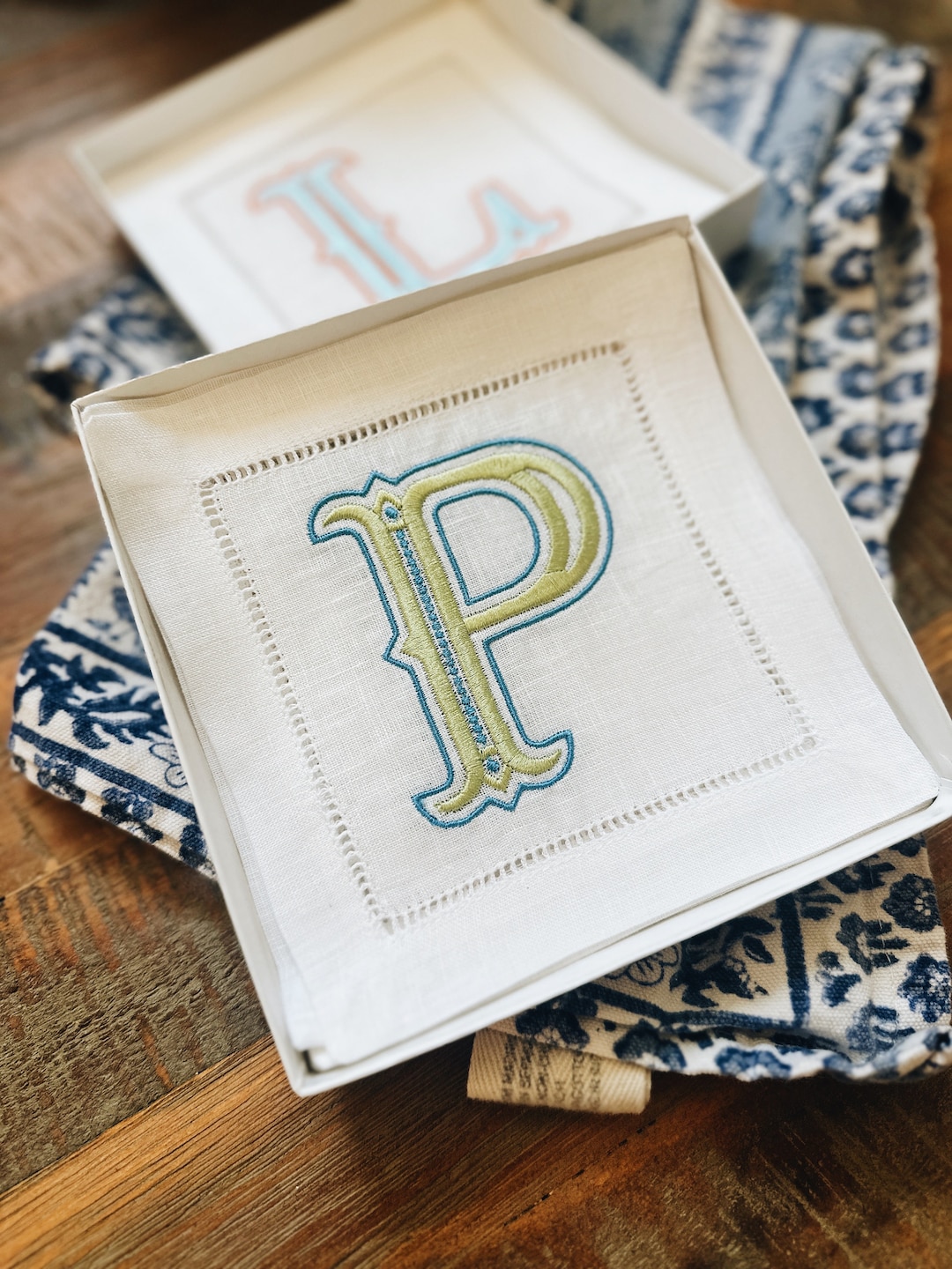 Single Letter Initial Linen Cocktail Napkins - Bess (multicolor) - Etsy