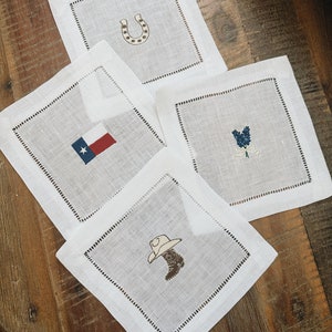 God Bless Texas Linen Cocktail Napkins - Etsy