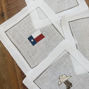 God Bless Texas Linen Cocktail Napkins - Etsy