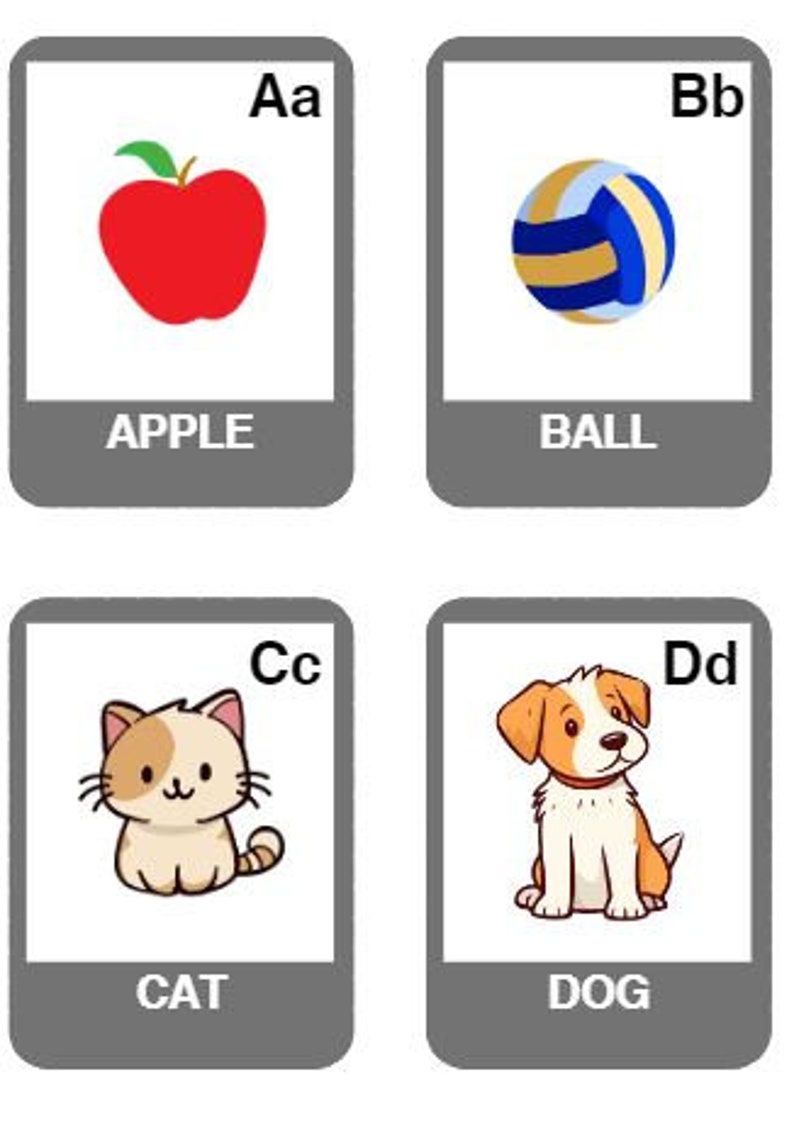 Printable Alphabet Letters Flashcards With Real Pictures toddler ...