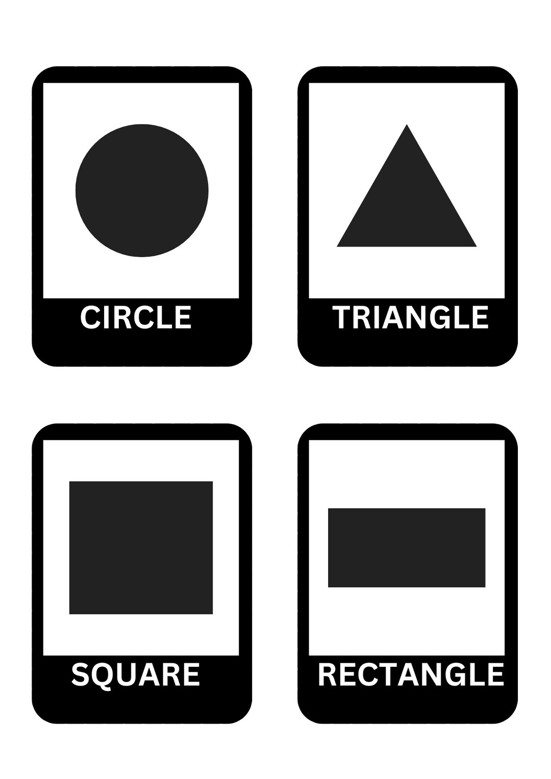 Printable BW Shapes Flashcards Shapes Flashcards Toddler ...