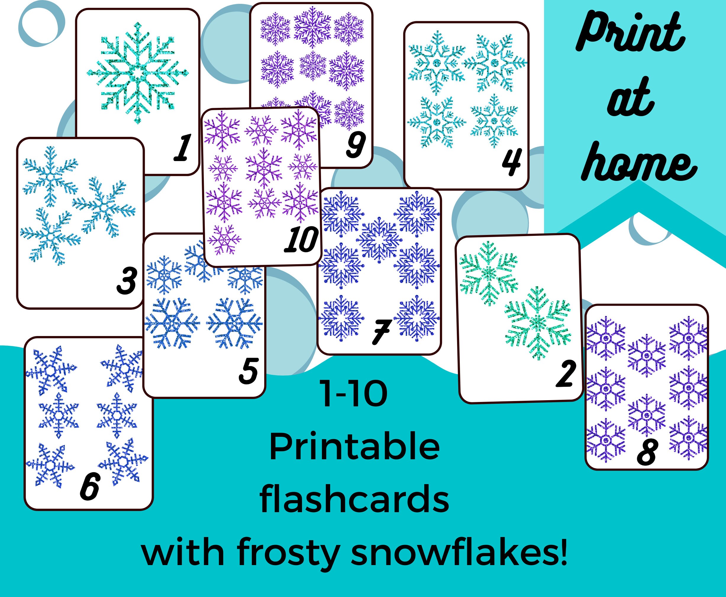 Printable Number Flashcards With Frosty Snowflakes - Etsy
