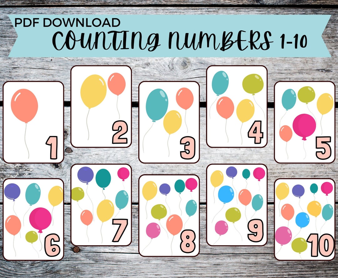 Printable number flashcards with balloons homeschool - Etsy Portugal