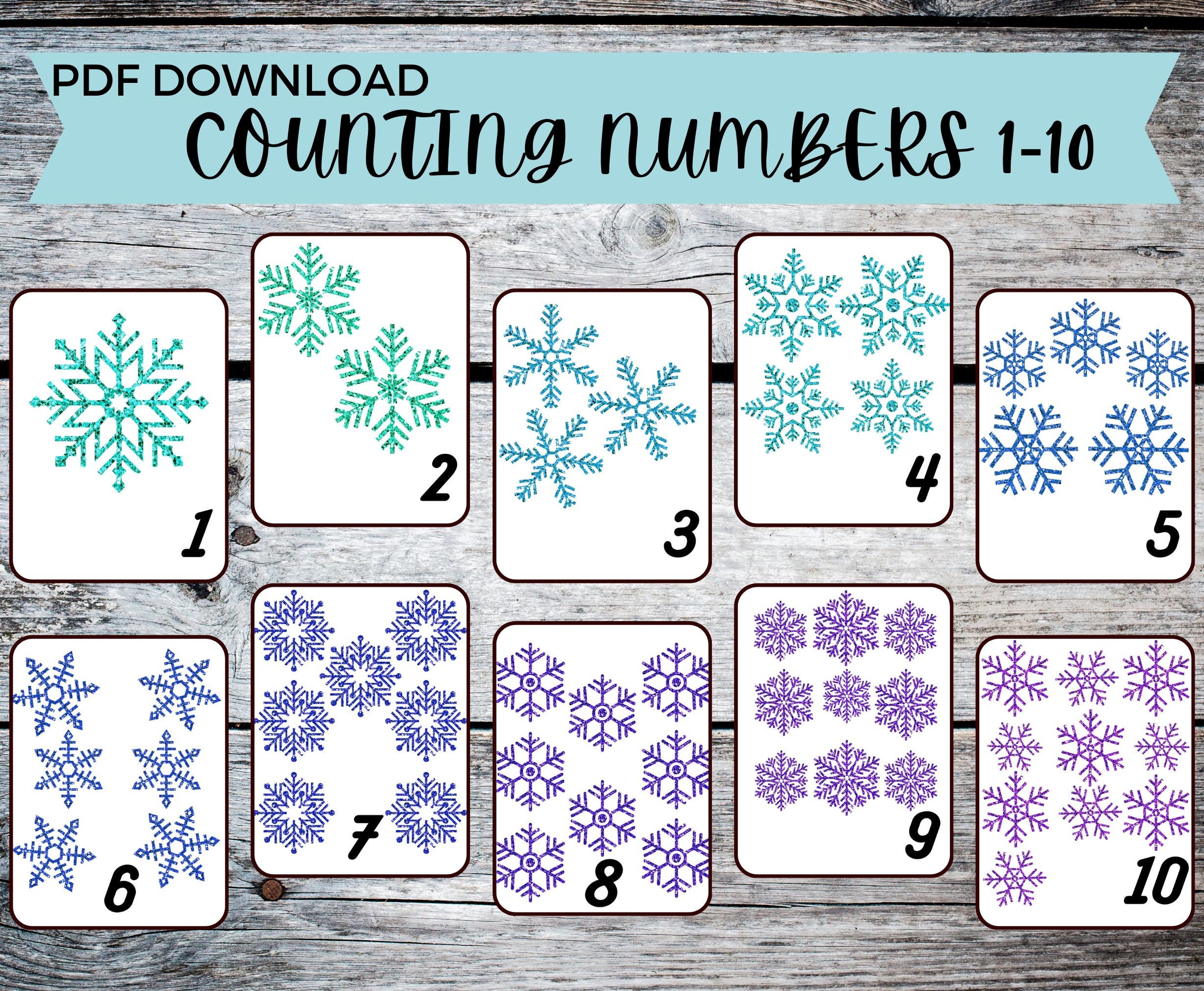 Printable Number Flashcards With Frosty Snowflakes - Etsy