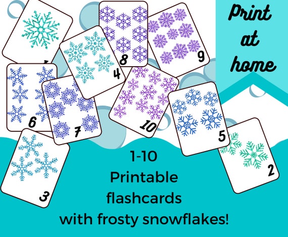 Printable Number Flashcards With Frosty Snowflakes | Etsy