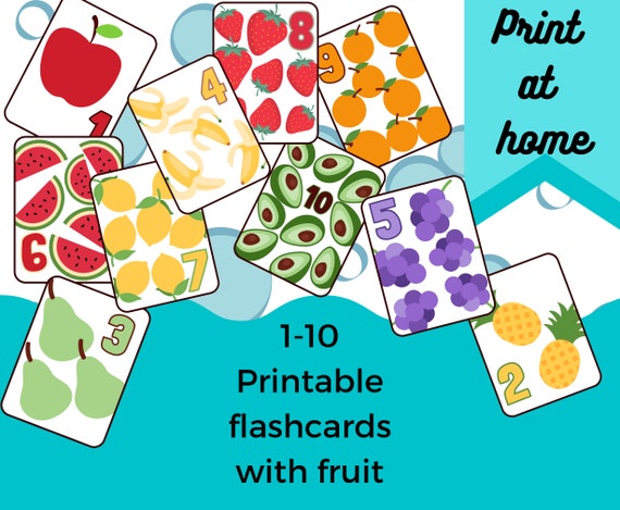 Printable Number Flashcards With Sweet Fruits Homeschool | Etsy