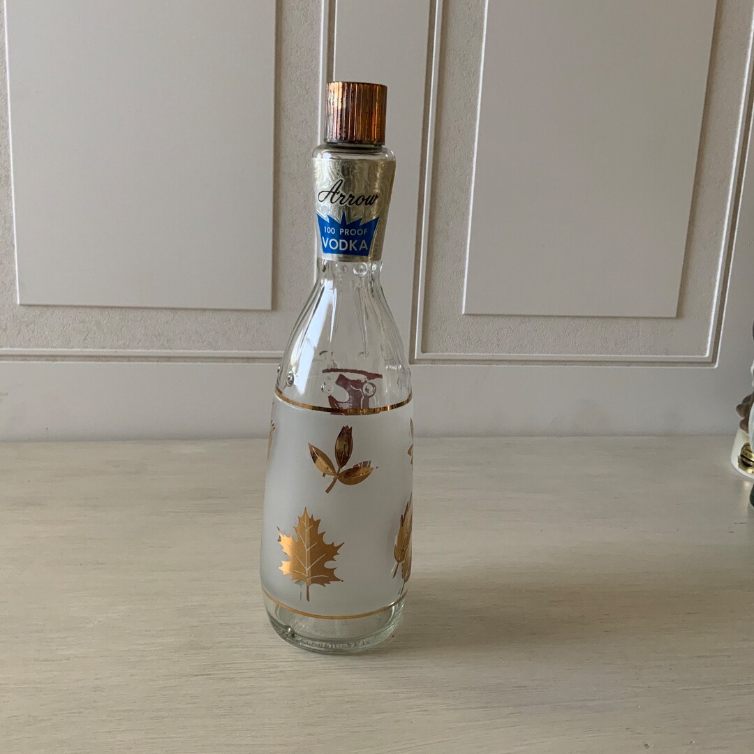 Arrow Vodka Bottle Empty With Gold Leaves 1960s - Etsy