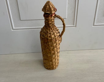 Vintage Wicker Bottle, Retro Bottle, Pampas Grass Vase, Bohemian Decor ...