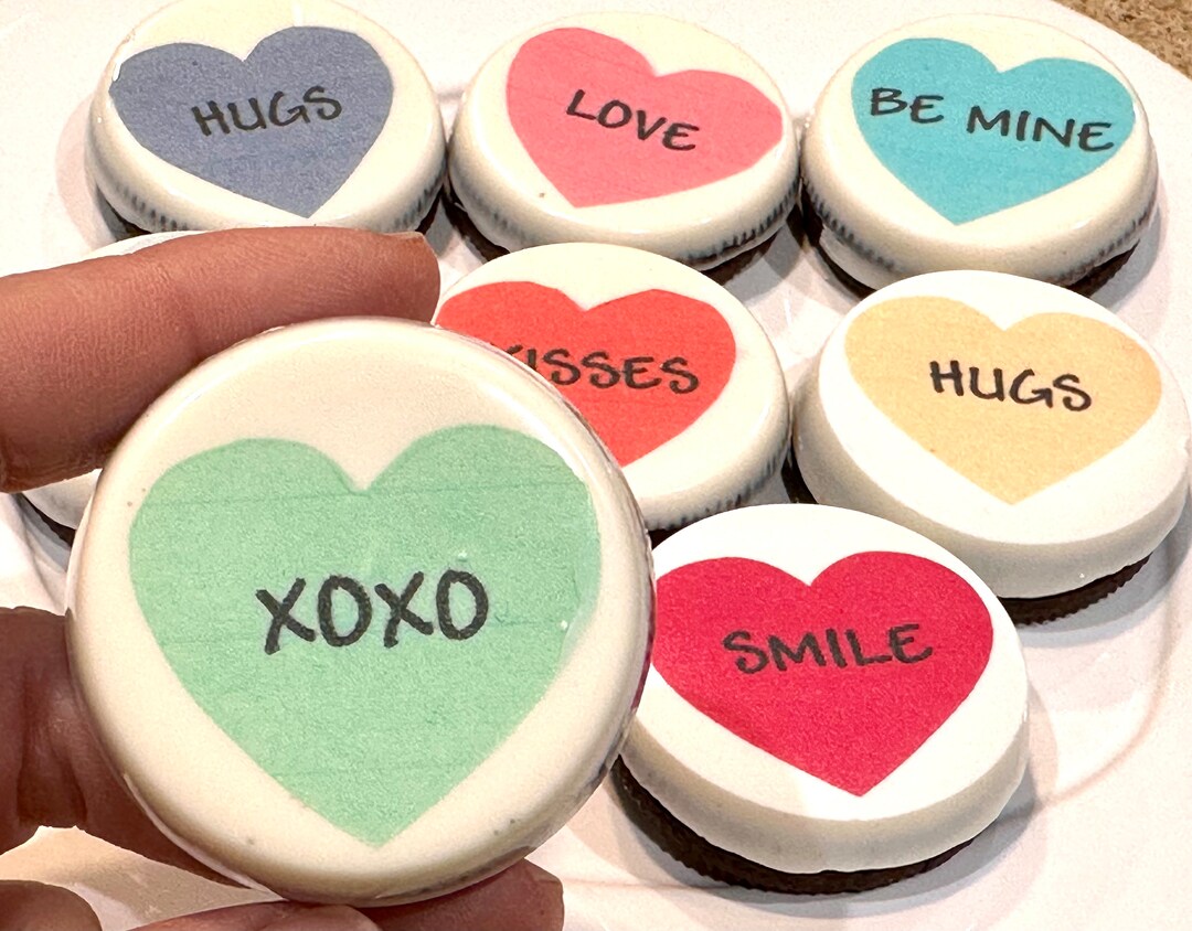 Chocolate Covered Oreos Valentines Day Box of 16 Conversation Hearts - Etsy