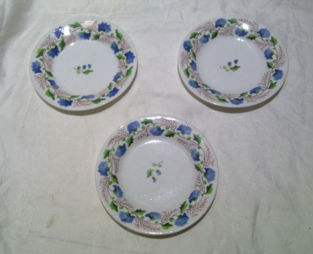 3 Sprig Plates With Large Blue Flowers - Etsy