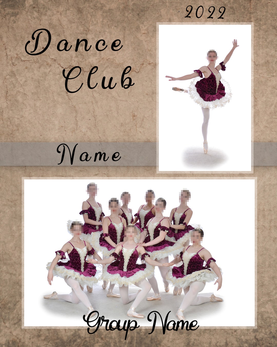 Dance Memory Mate Sports 8x10 Vertical Template - Etsy