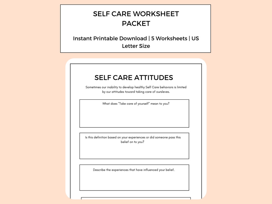 Self Care Worksheet Packet | Worksheets for Self Care Practice | Self ...