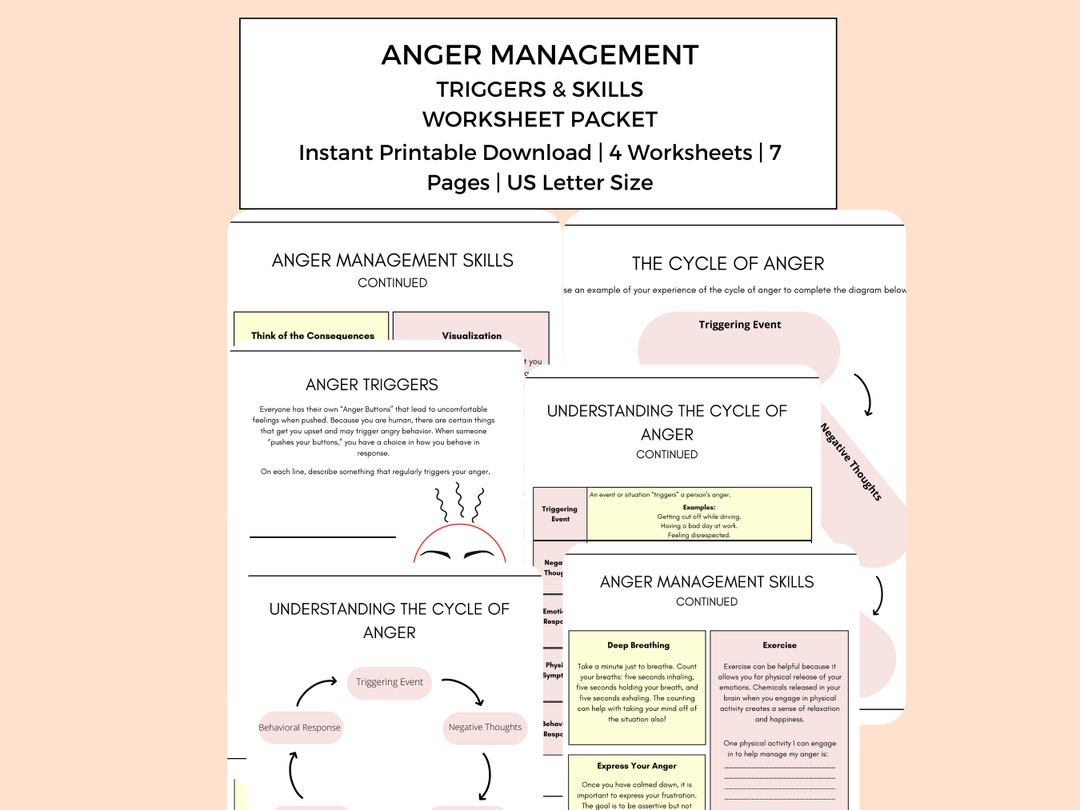 Anger Management Worksheets | Anger Triggers and Skills | Anger ...