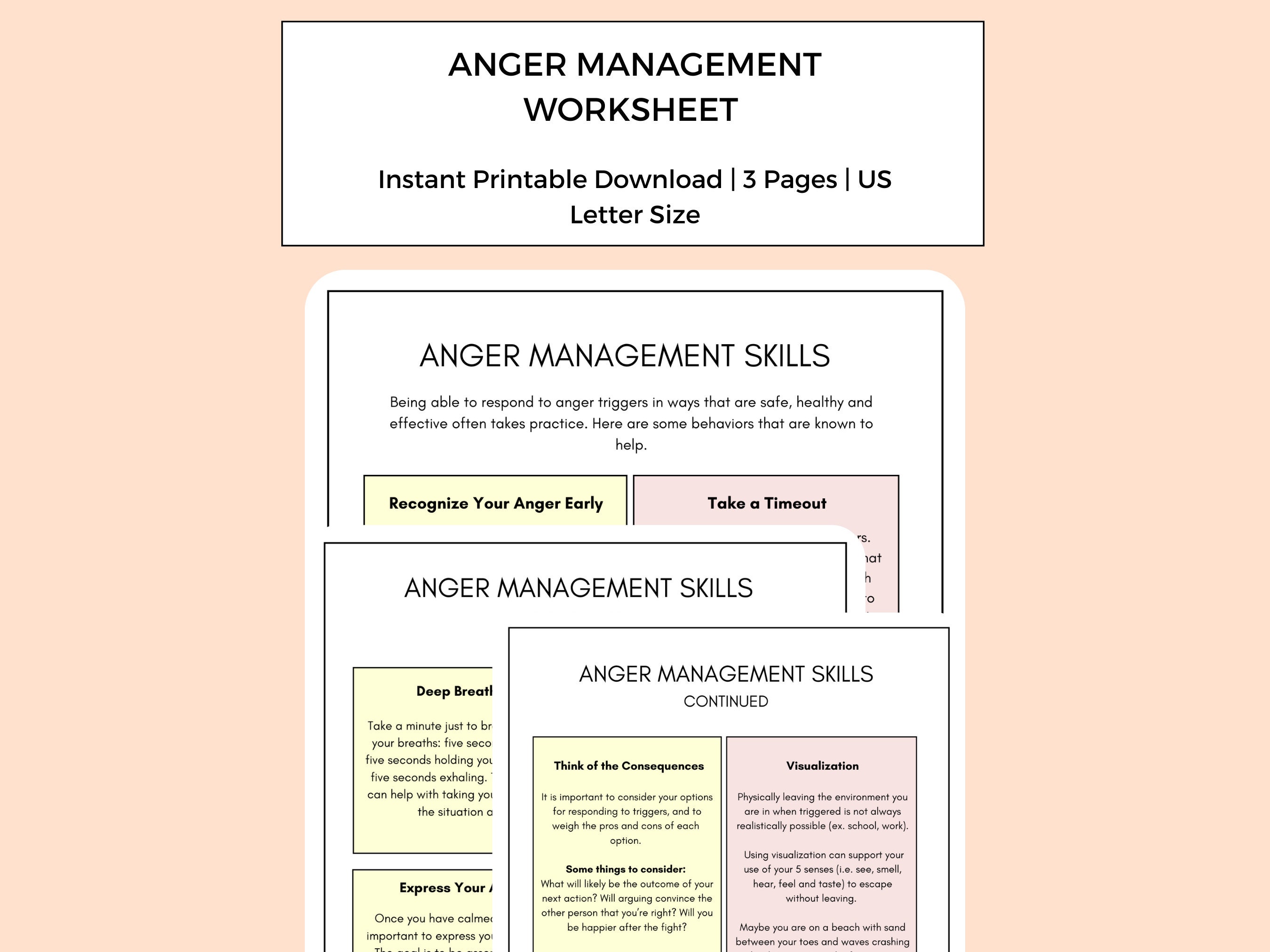 Anger Management Worksheets | Anger Triggers and Skills | Anger ...
