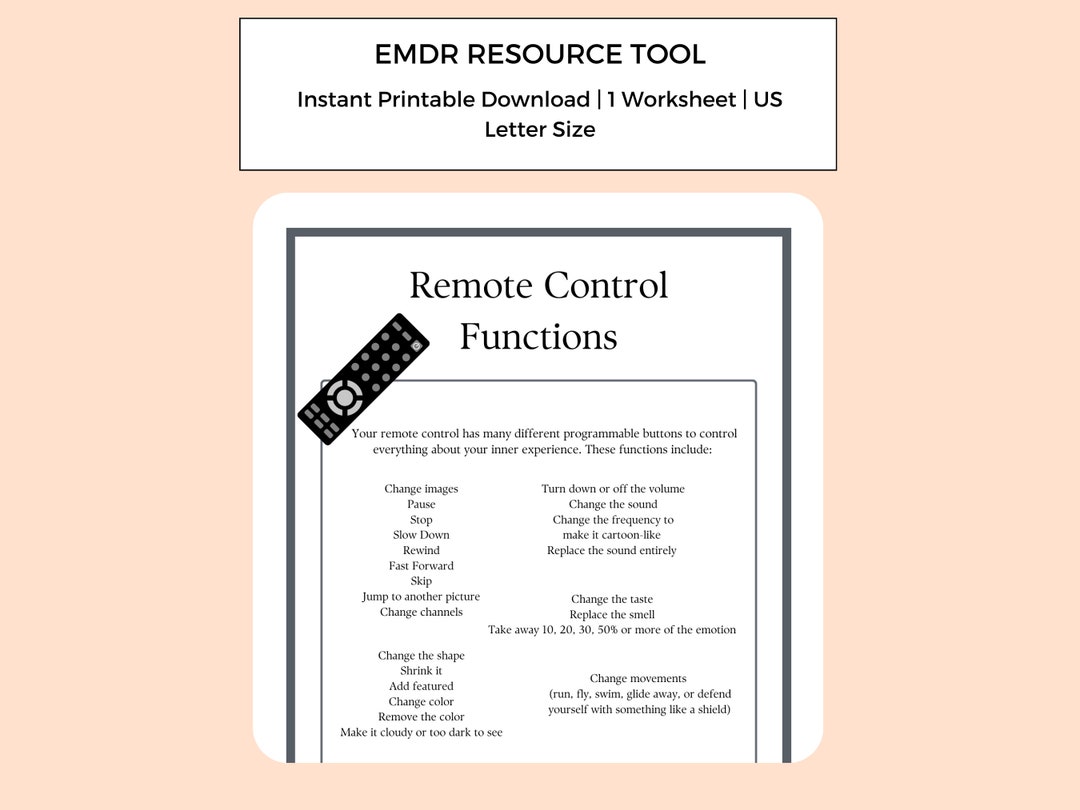 Remote Control Worksheet | EMDR Resource Tool | Digital Download - Etsy