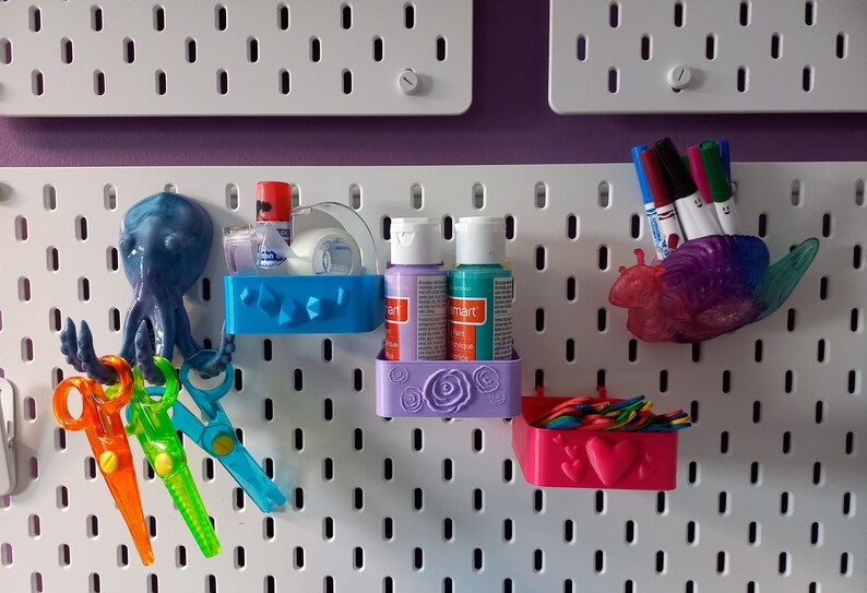 Skadis Accessories / Ikea Pegboard Trays / Colorful Pegboard Storage ...