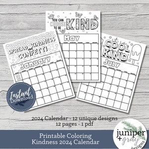 Printable Kindness Coloring Calendar 2024 Kindness Calendar Printable ...