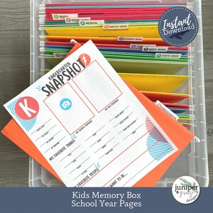 Printable School Memory Box Files - Kids School Year Memory Organizer ...