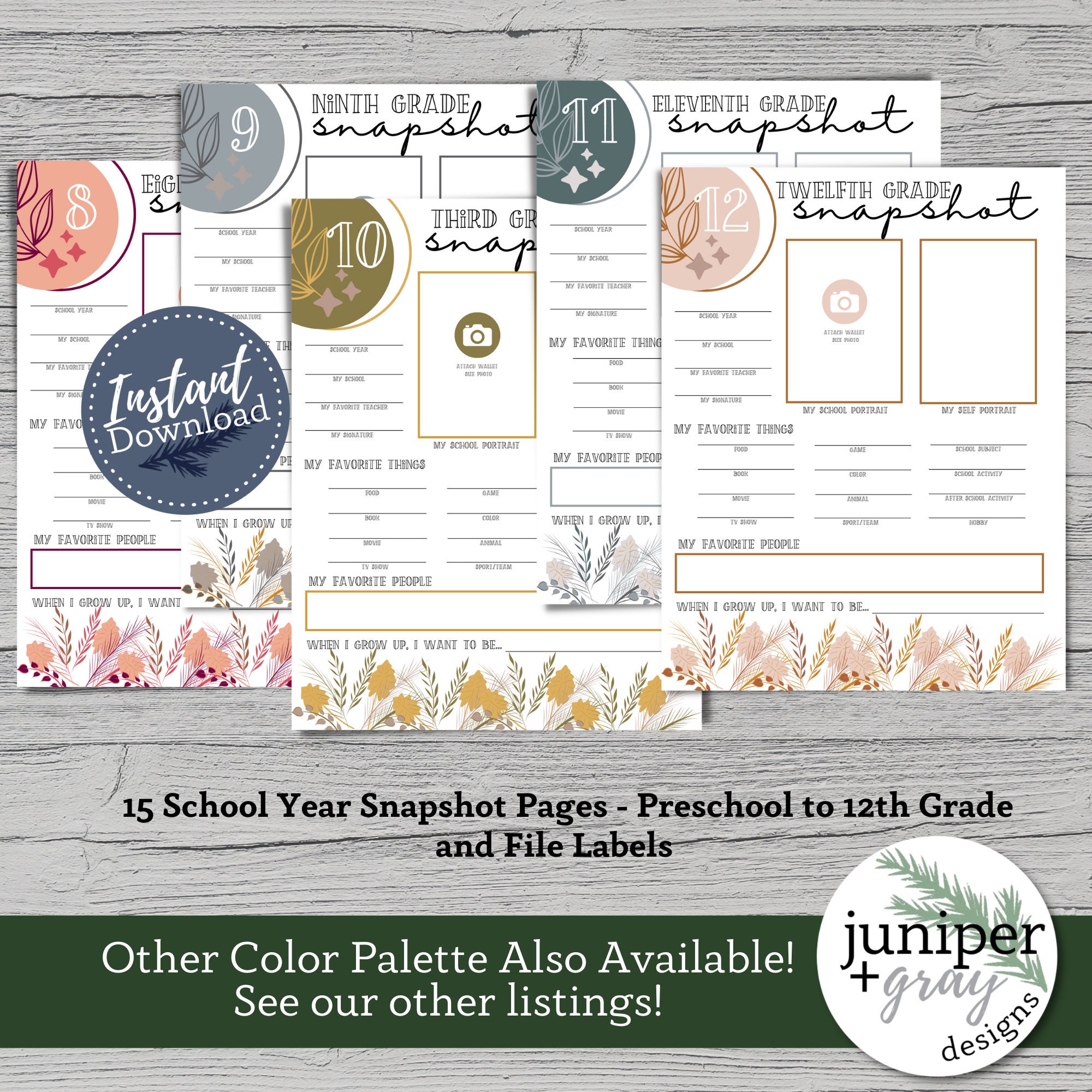 Printable School Memory Box Files - Cool Neutral Boho Kids School Year ...