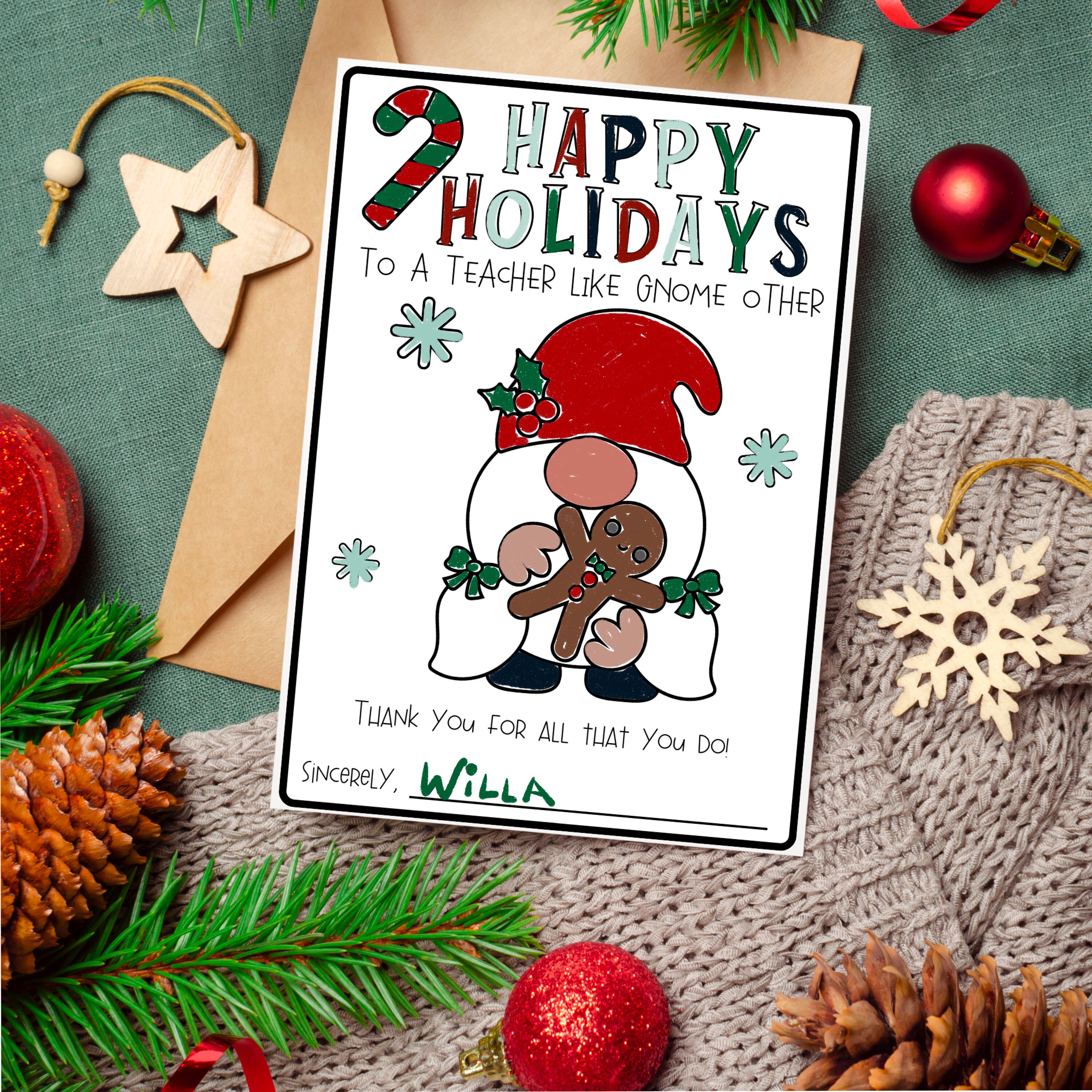 Printable Coloring Page Holiday Card for Teachers - Teacher Holiday ...