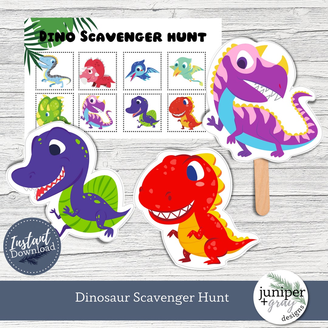 Printable Dinosaur Theme Party Scavenger Hunt - Dinosaur Birthday Games ...