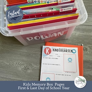 Printable School Memory Box Files - Kids School Year First & Last Day ...