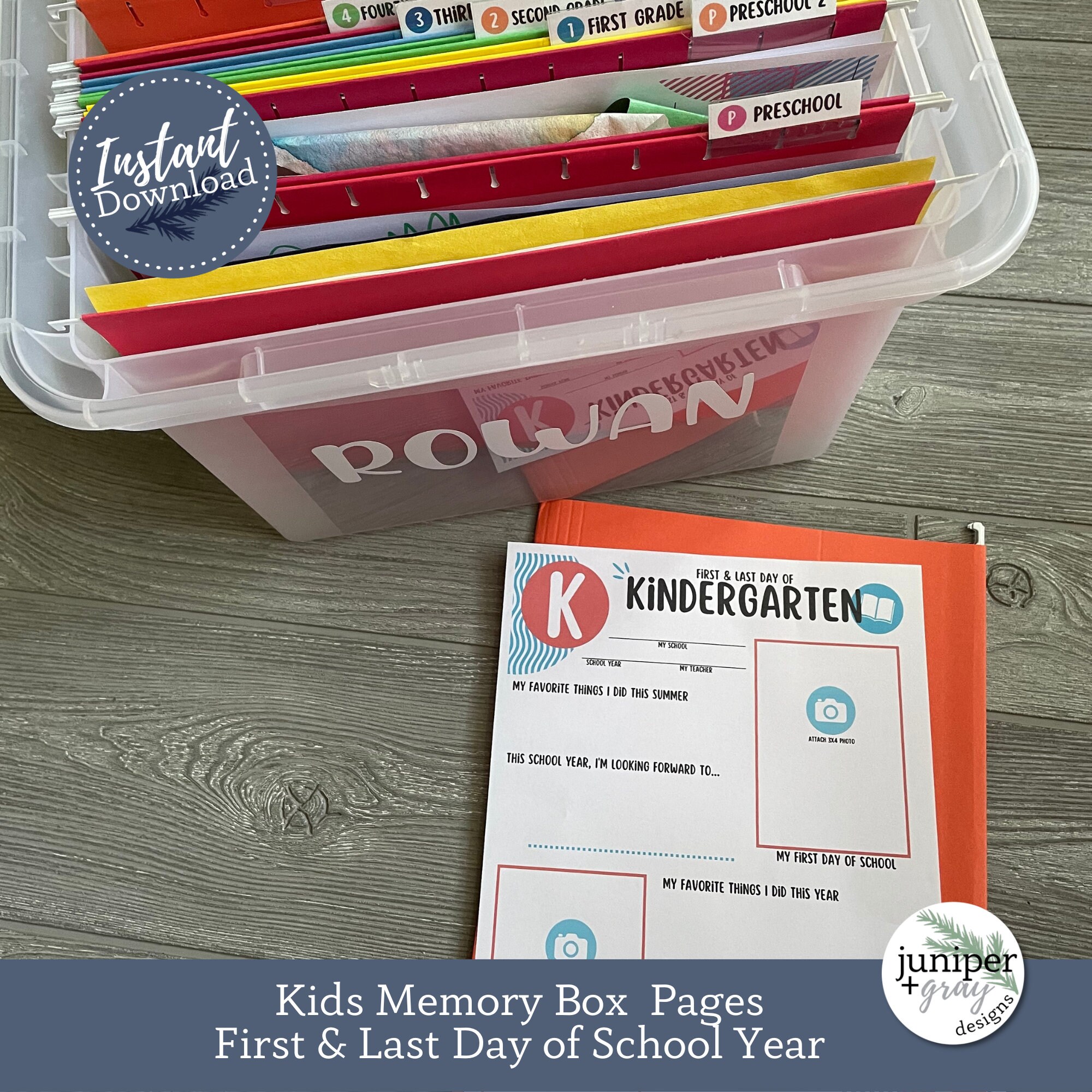 Printable School Memory Box Files Kids School Year First & - Etsy