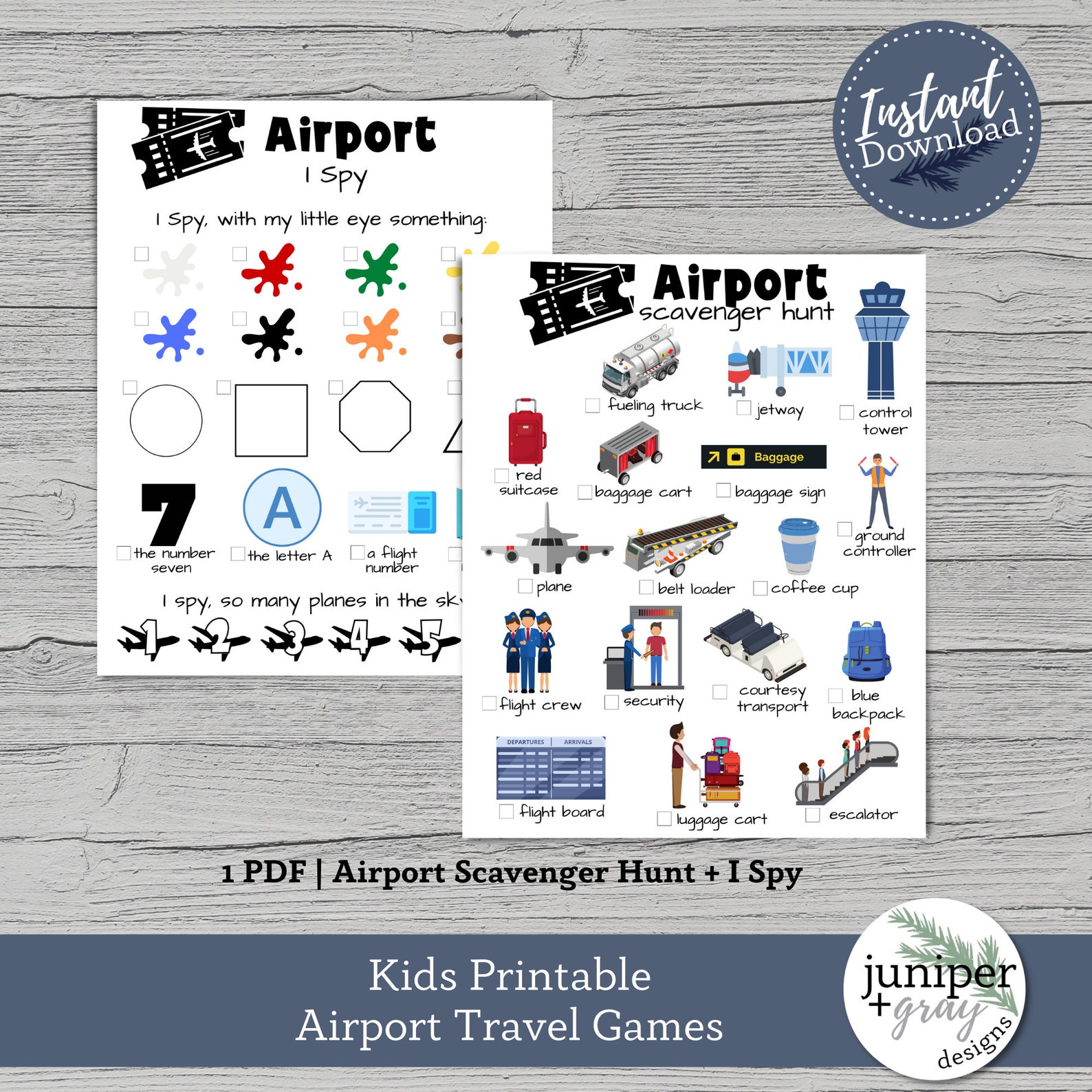 Printable Kids Travel Activity Pack - Scavenger Hunt I Spy - Early ...