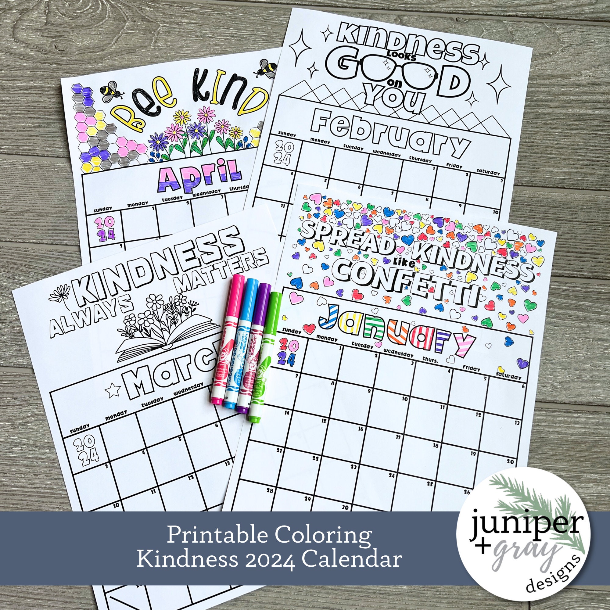 Printable Kindness Coloring Calendar 2024 Kindness Calendar Printable ...