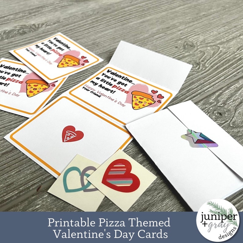 Printable Pizza Valentine's Day Card Preschool Elementary Kids Pizza ...