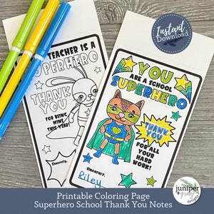 Printable Coloring Thank You Notes for Teachers and School Staff ...