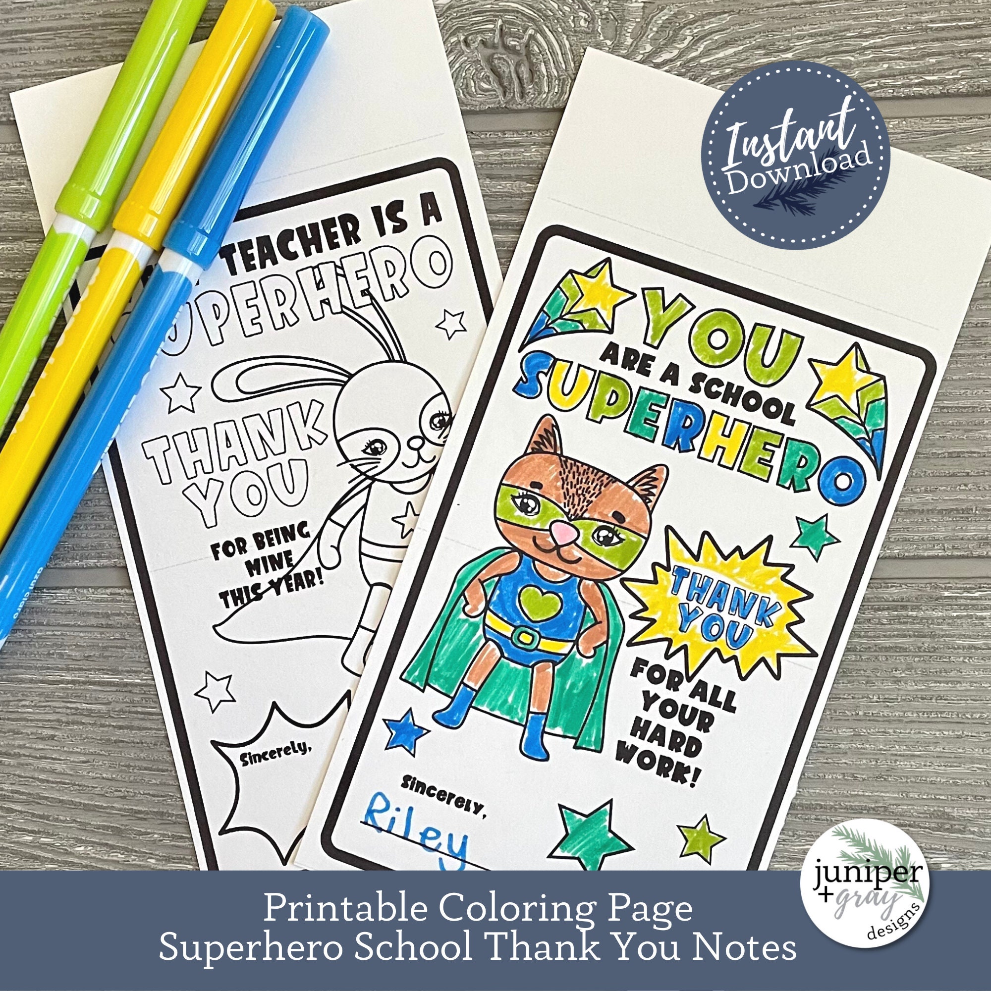 Printable Coloring Thank You Notes for Teachers and School Staff School ...