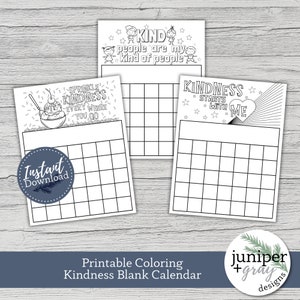 Printable Kindness Coloring Calendar: Kids Activity (instant Download ...