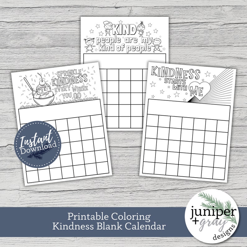 Printable Kindness Coloring Calendar: Kids Activity (instant Download ...
