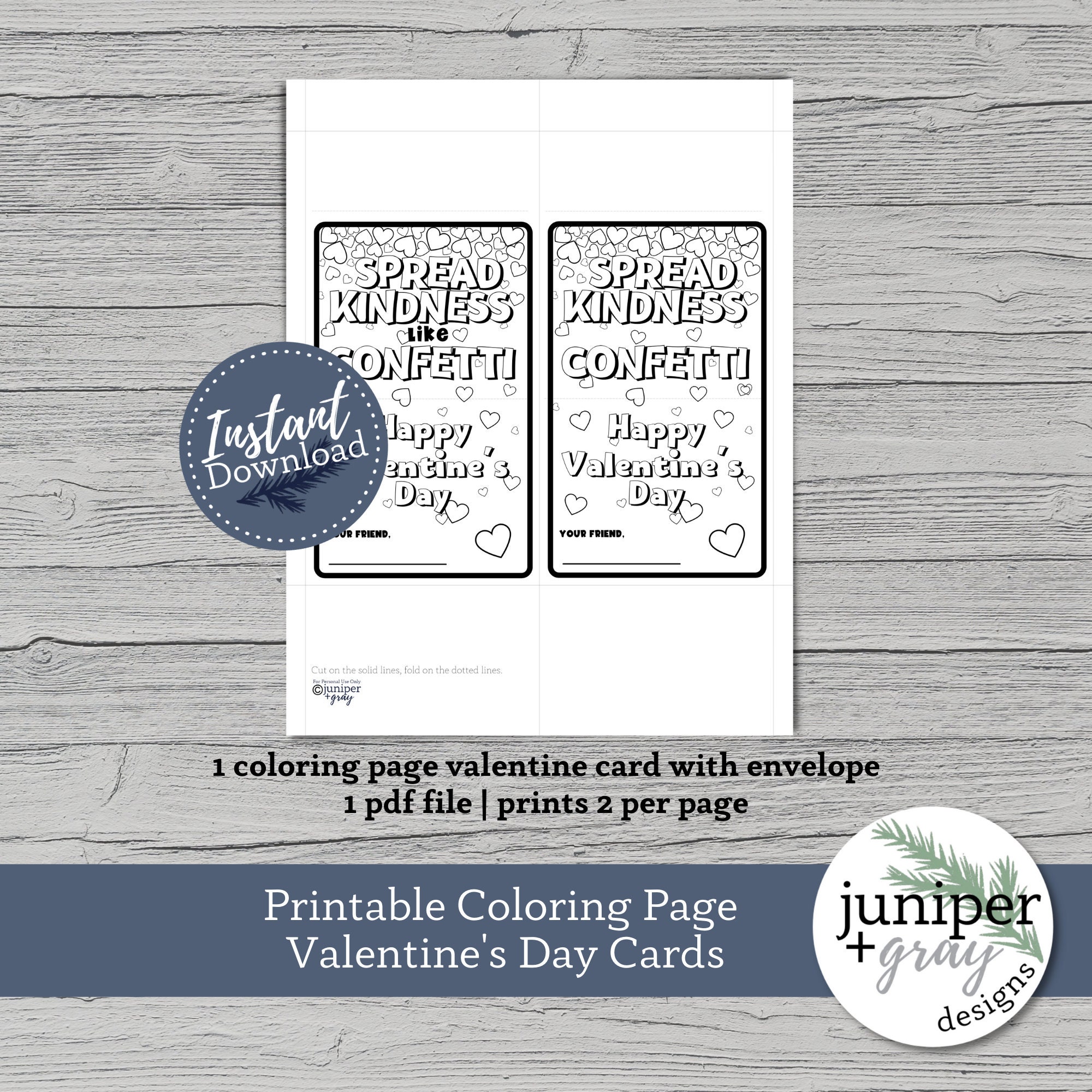 Printable Coloring Page Kindness Valentines Day Card Boys Girls ...