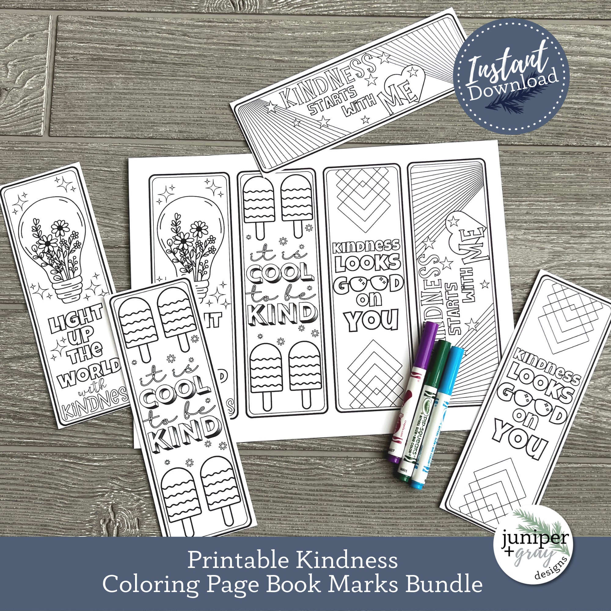 Printable Kindness Coloring Page Book Marks Bundle 12 Unique Coloring ...