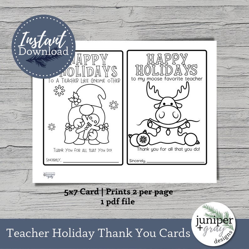 Printable Coloring Page Holiday Card for Teachers - Teacher Holiday ...