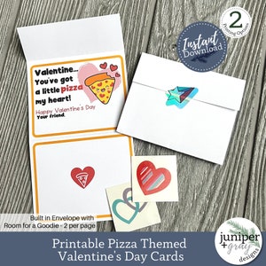 Printable Pizza Valentine's Day Card - Preschool Elementary Kids Pizza ...