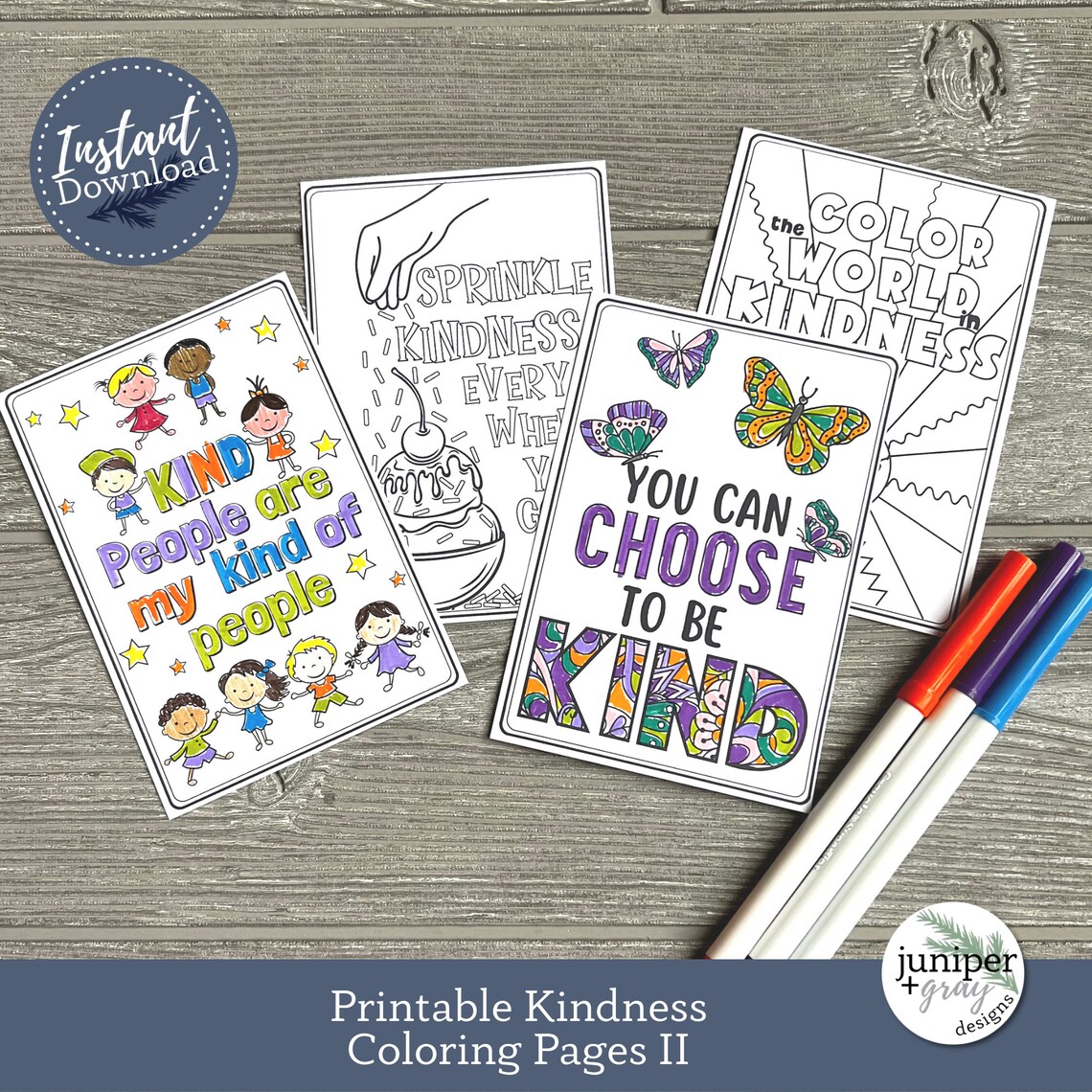 Kindness Coloring Postcards: Printable Designs for All Ages (PDF) - Etsy