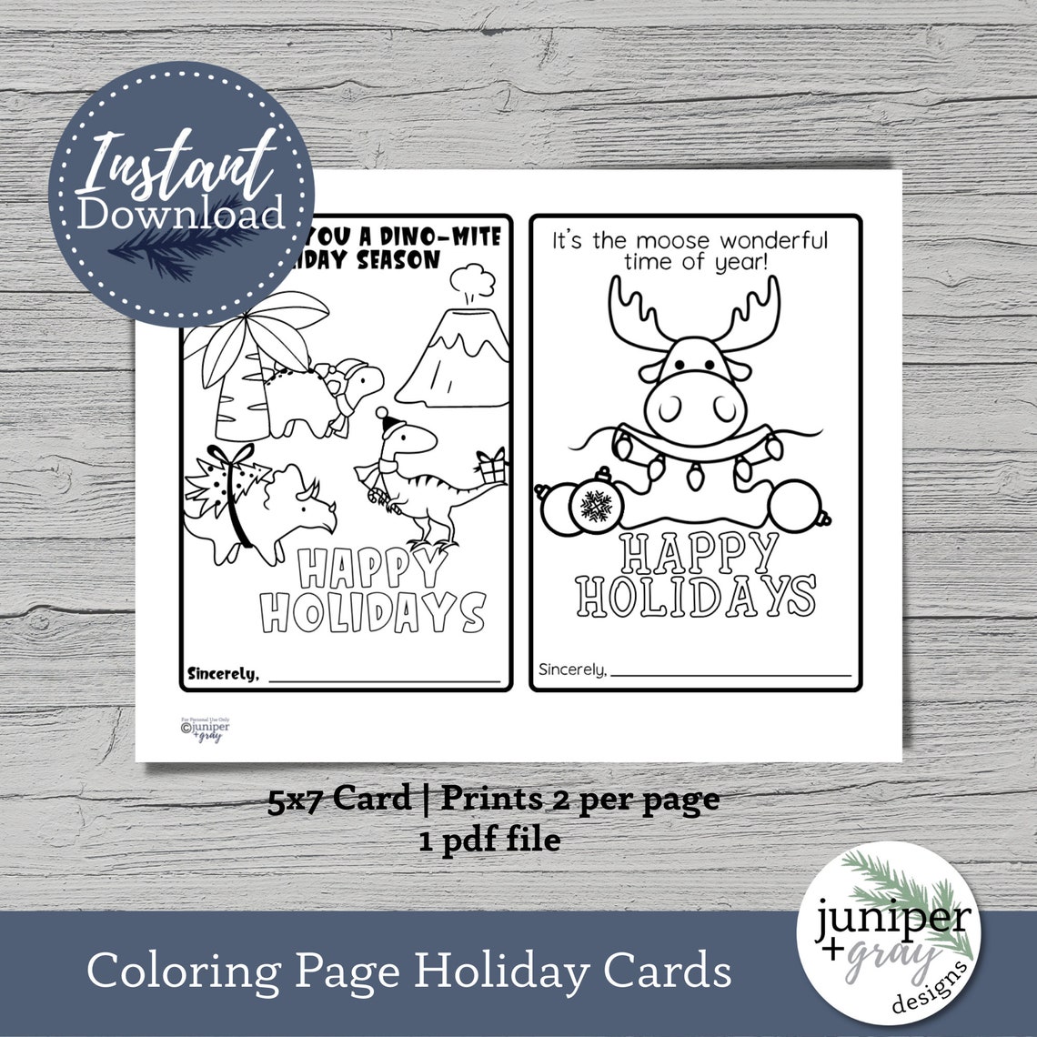Kids Printable Coloring Page Holiday Card - Christmas Cards for Kids ...